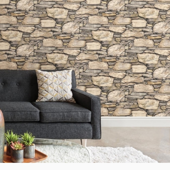 Wall Decor | Nuwallpaper Brown Vinyl Stone Selfadhesive Wallpaper ...